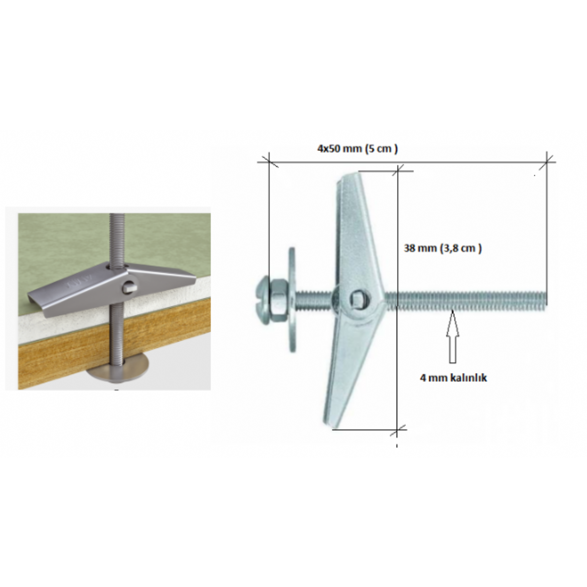 Alçıpan Dübeli Burgulu Kanatlı Paraşüt Tipi Alçıpan Dübelleri Seti ...
