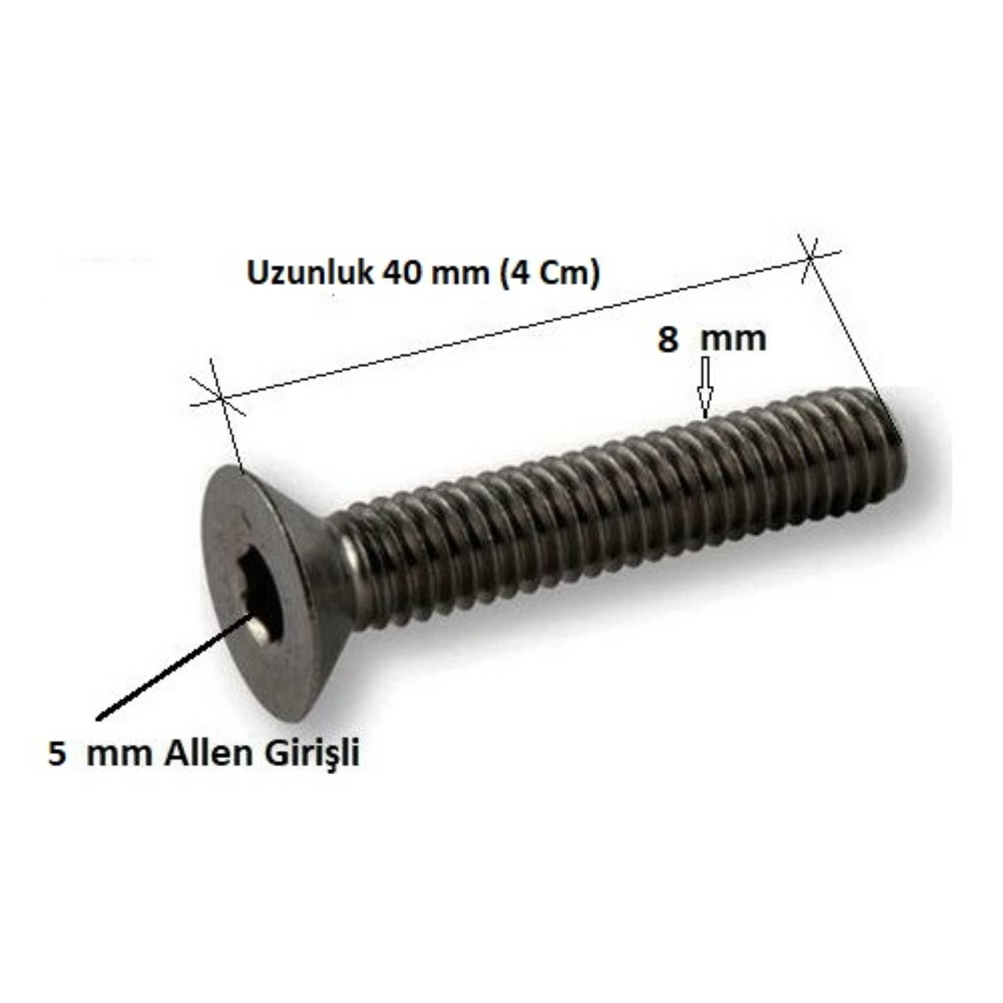 M8x40 Mm (Din 7991) 10.9 Havşa Başlı Siyah İmbus Civata 25 Adet - koldoor.com