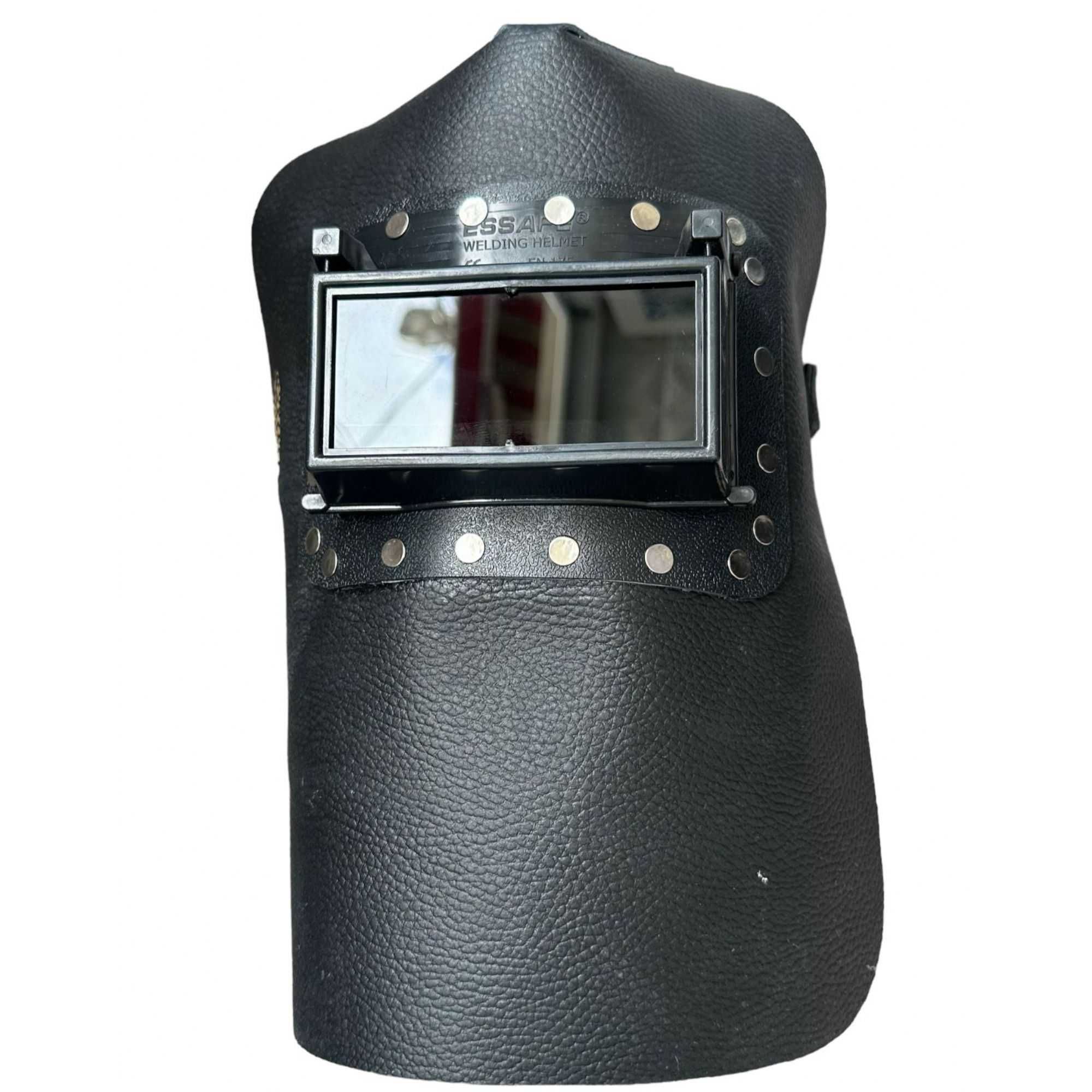 Deri Maske Kaynakçı Katlanır Kapaklı Deri Maskesi + Cam - koldoor.com