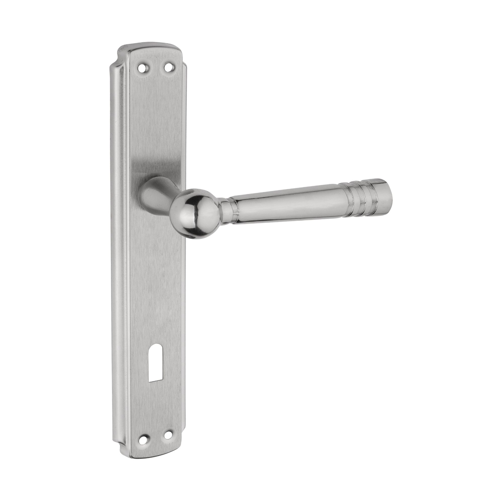 Osmanlı Aynalı Oda Kapı Kolu Nikel Saten Koldoor 1 Takım - koldoor.com