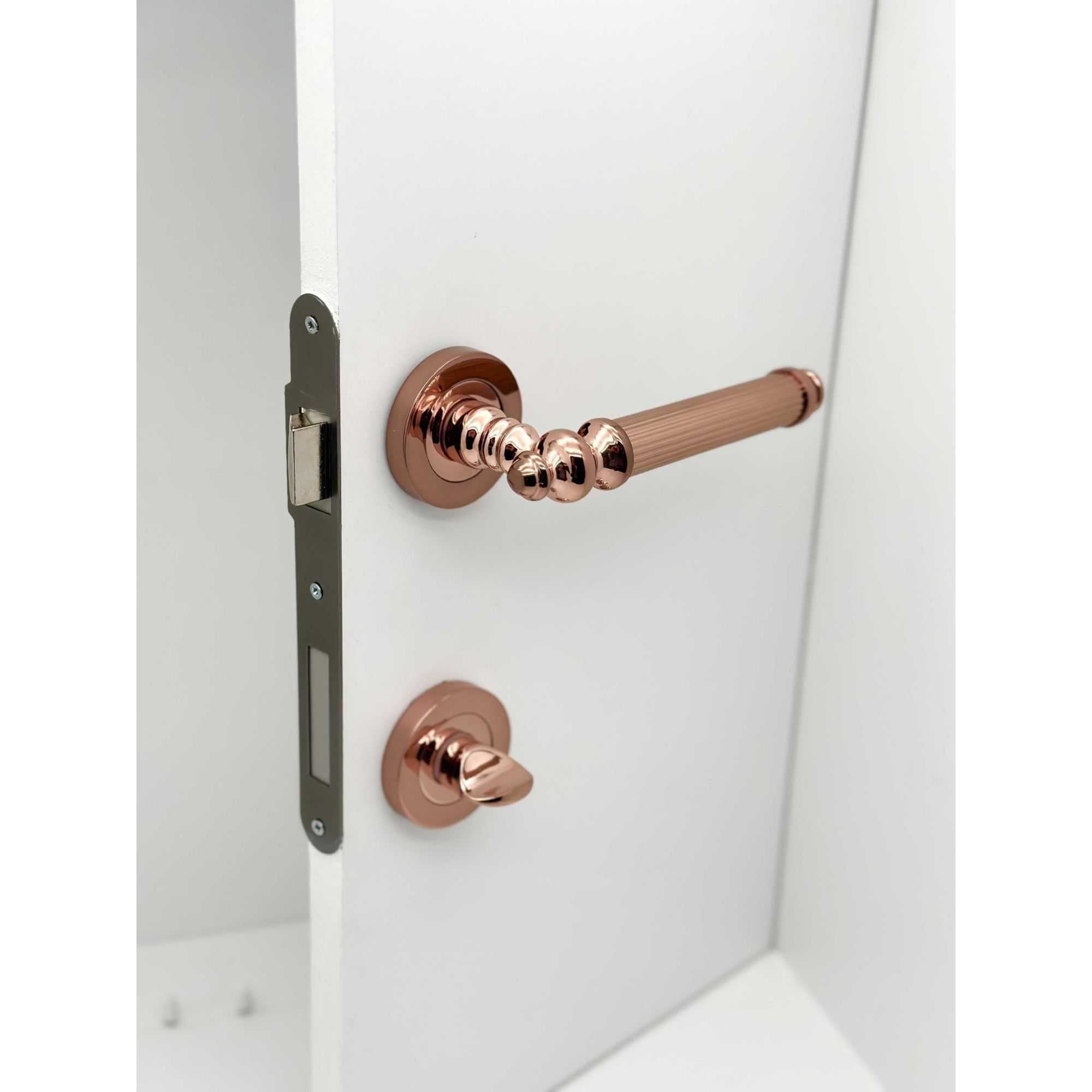 Osmanlı Handles ZK37 Rose Zamak Parlak Bakır Rozetli Wc Banyo Kapı Kolu 1 Takım - koldoor.com