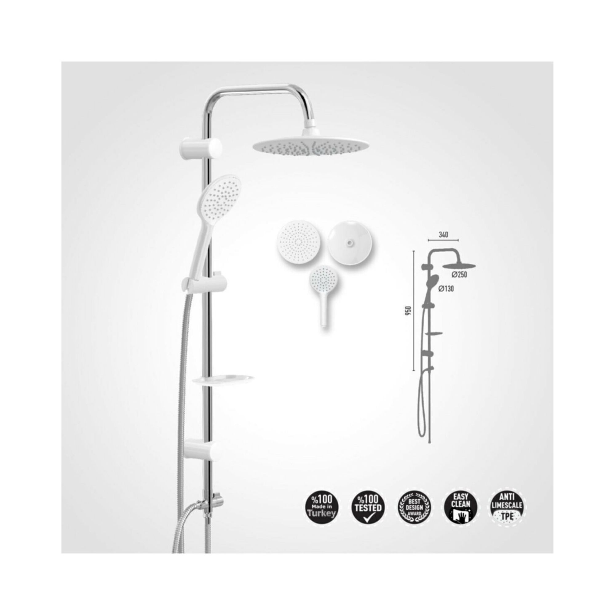 Valtemo Slim White Robot Duş Takımı - koldoor.com